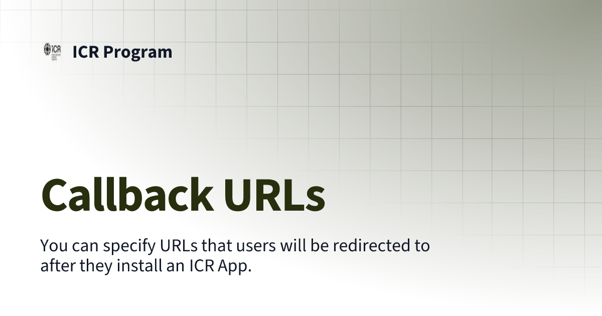 Callback URLs | ICR Program