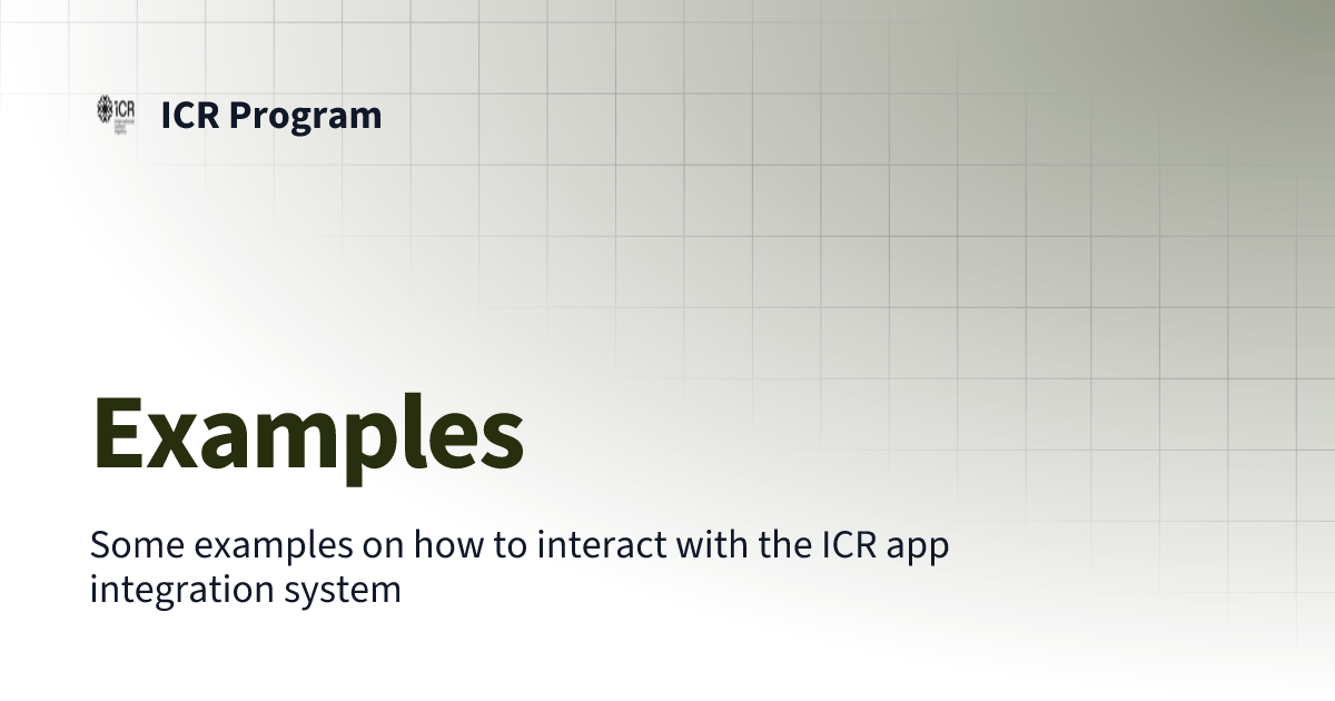 Examples | ICR Program