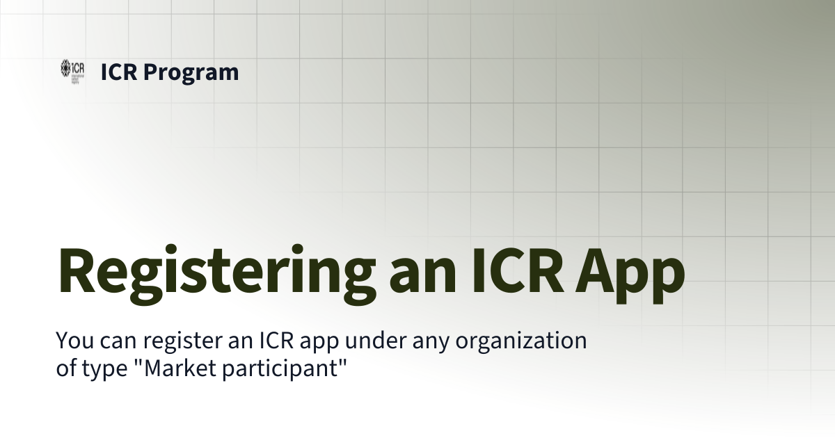 Registering an ICR App | ICR Program