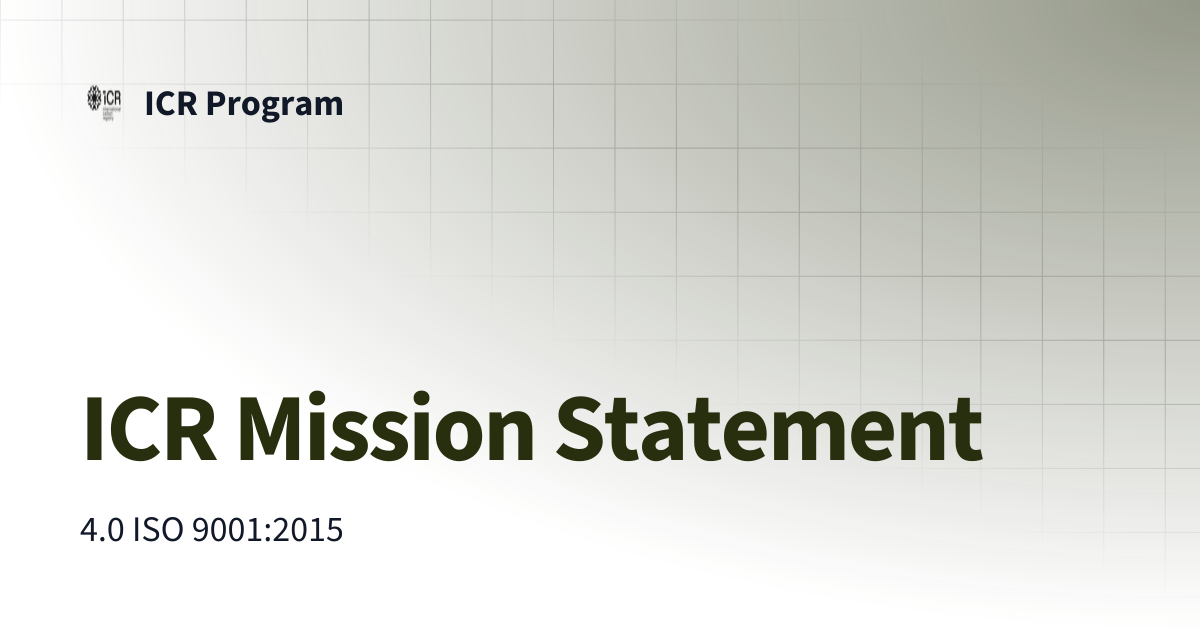 ICR Mission Statement | ICR Program
