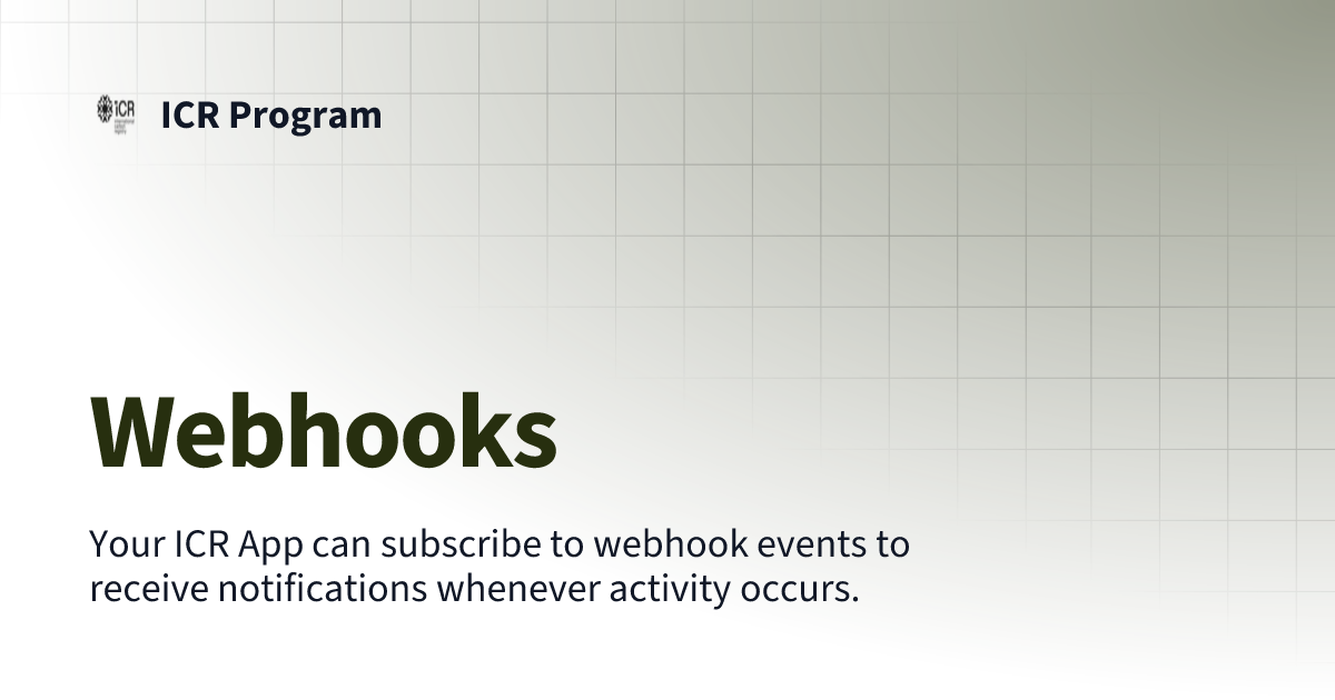 Webhooks | ICR Program