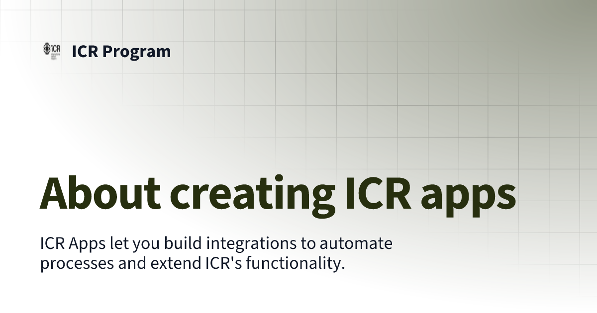 About creating ICR apps | ICR Program