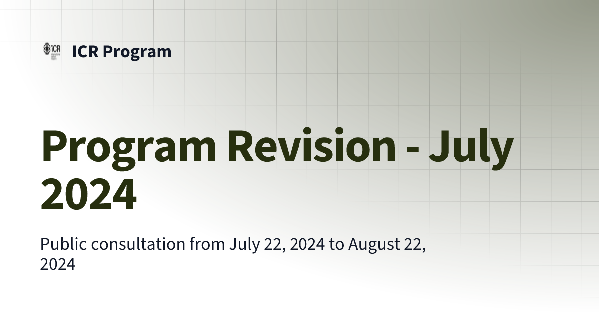 Program Revision - July 2024 | ICR Program