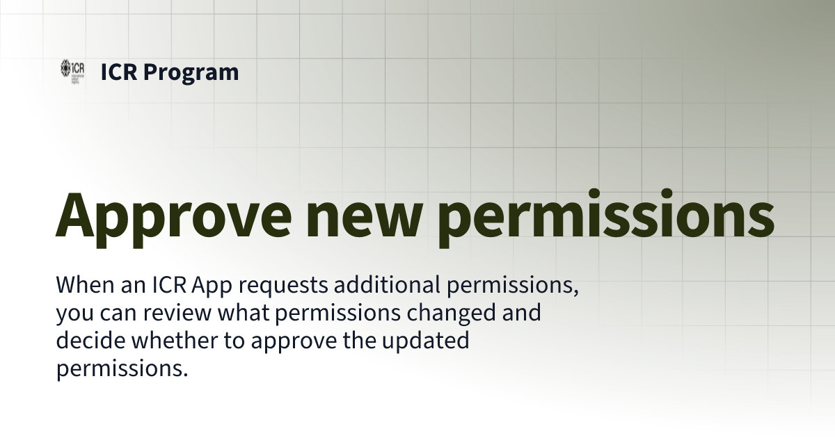 Approve new permissions | ICR Program